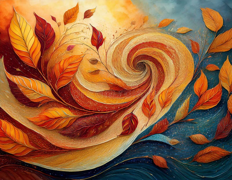Autumn Swirl Abstract Pattern Mimicking Leaves in Wind with Warm Colors ...