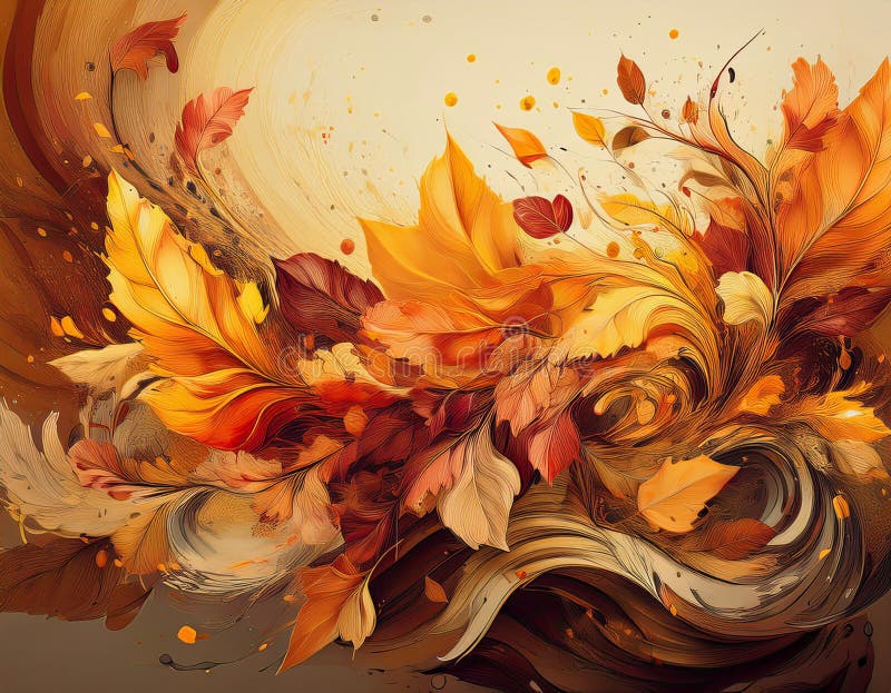 Autumn Swirl Abstract Pattern Mimicking Leaves in Wind with Warm Colors ...