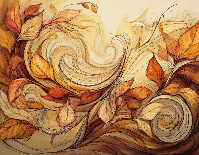 Autumn Swirl Abstract Pattern Mimicking Leaves in Wind with Warm Colors ...