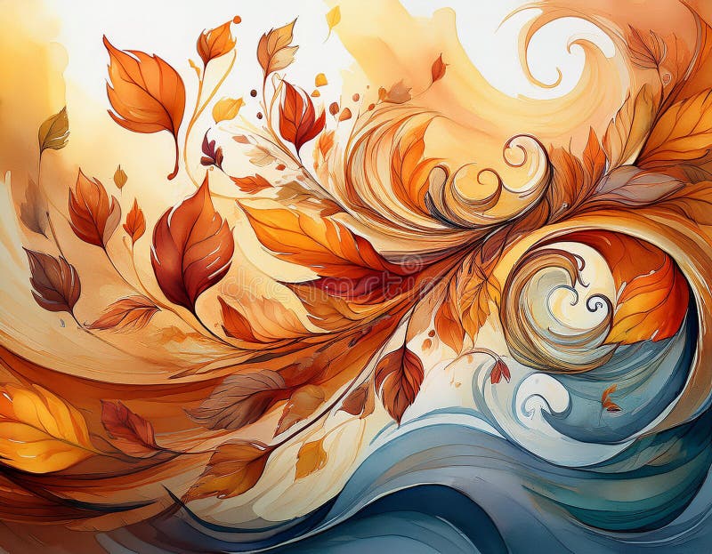 Autumn Swirl Abstract Pattern Mimicking Leaves in Wind with Warm Colors ...