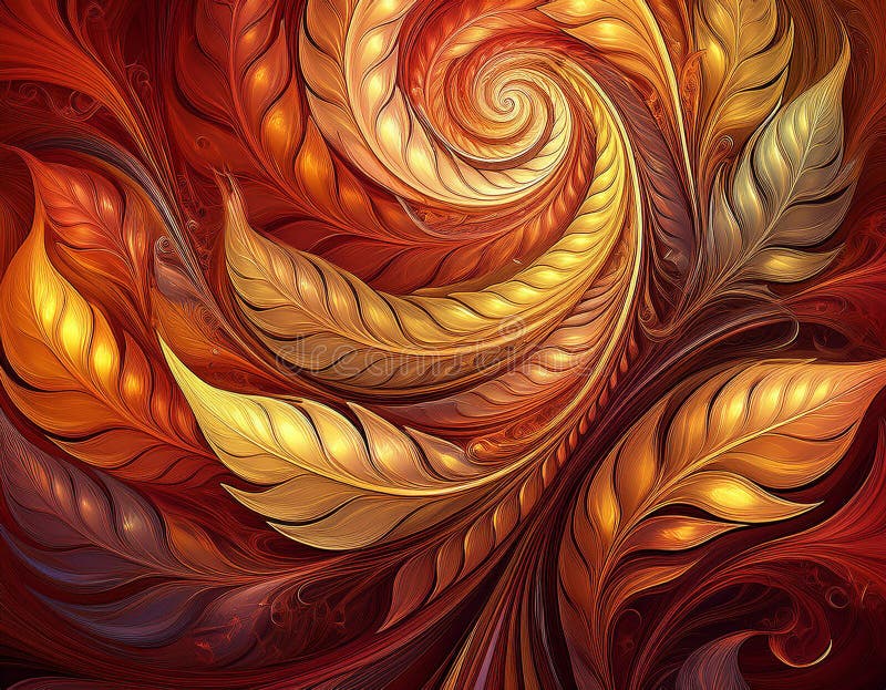Autumn Swirl Abstract Pattern Mimicking Leaves in Wind with Warm Colors ...