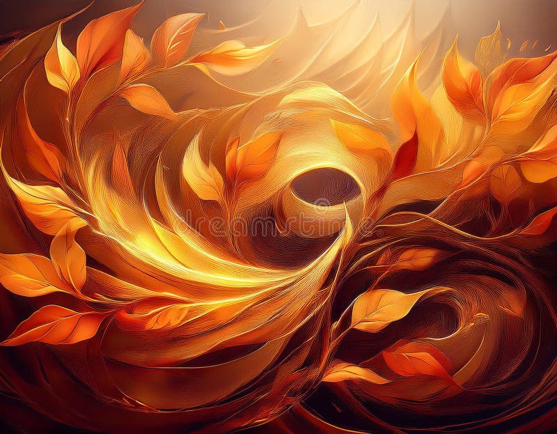 Autumn Swirl Abstract Pattern Mimicking Leaves in Wind with Warm Colors ...