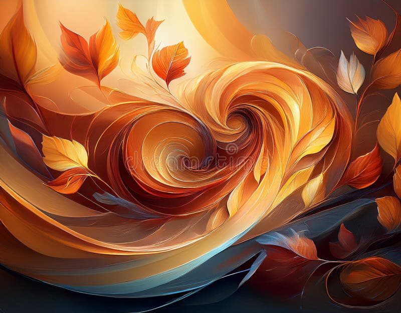 Autumn Swirl Abstract Pattern Mimicking Leaves in Wind with Warm Colors ...