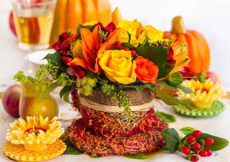 Autumn table setting stock photo. Image of setting, acorn - 42699852