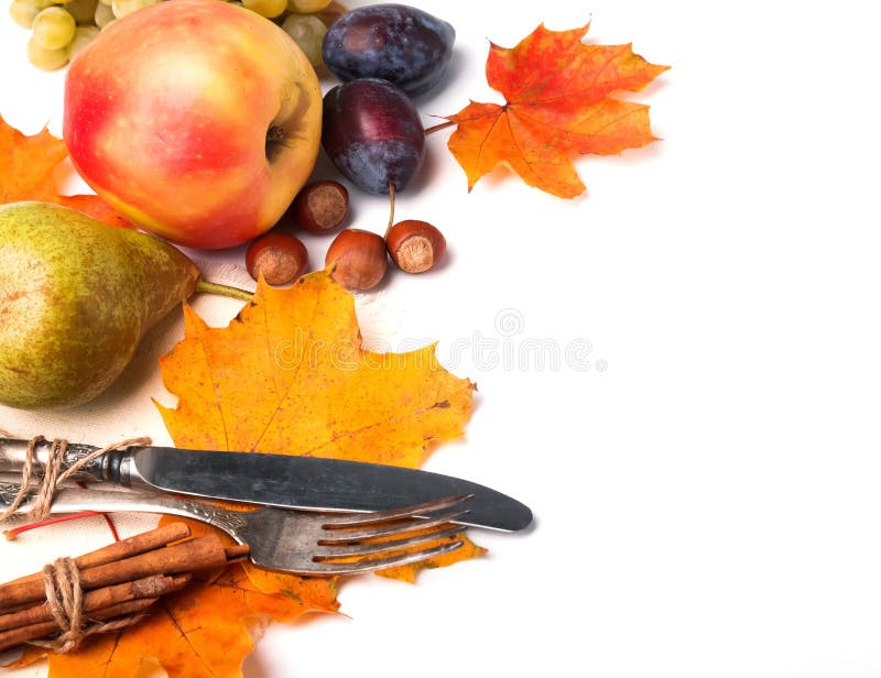 Autumn table setting stock image. Image of holiday, grape - 44219711