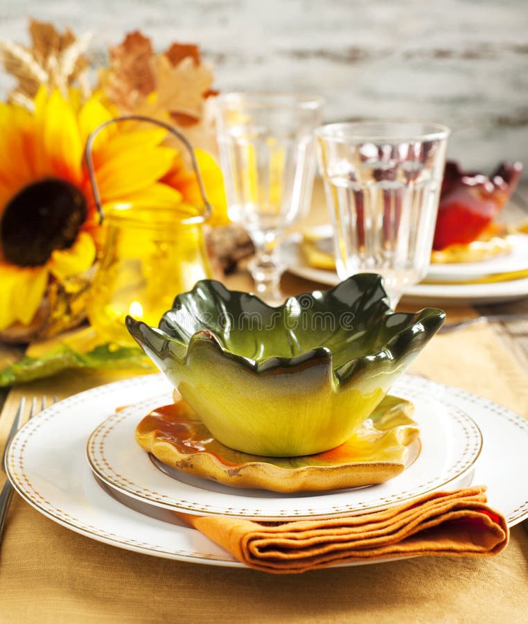 Autumn table setting. stock photo. Image of seasonal - 44228926