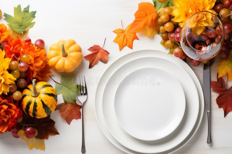 Autumn Table Setting with Pumpkins and Flowers for Celebration ...