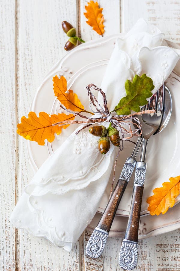 Autumn table setting stock photo. Image of setting, acorn - 42699852