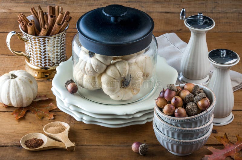 Autumn Table Setting Scene stock photo. Image of sticks - 79018906