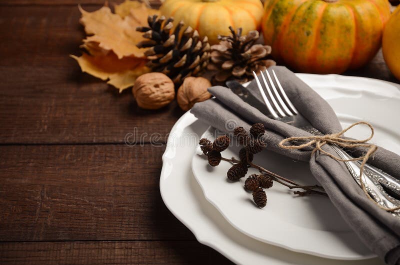 Autumn table setting stock image. Image of design, october - 76889981