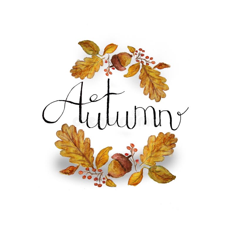 Autumn Text with Autumn Decoration Stock Illustration - Illustration of ...