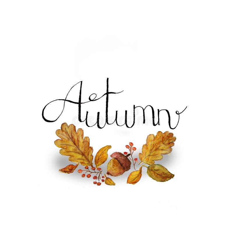 Autumn Text with Autumn Decoration Stock Illustration - Illustration of ...