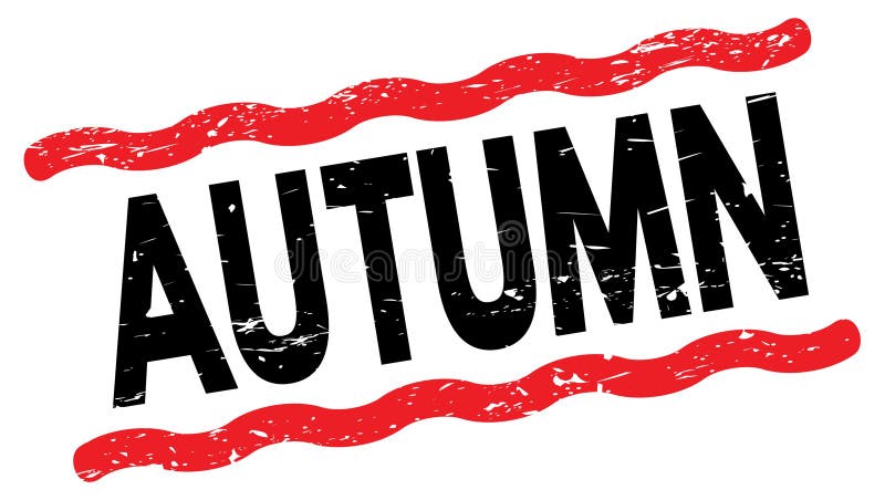 AUTUMN Text on Red-black Lines Stamp Sign Stock Illustration ...
