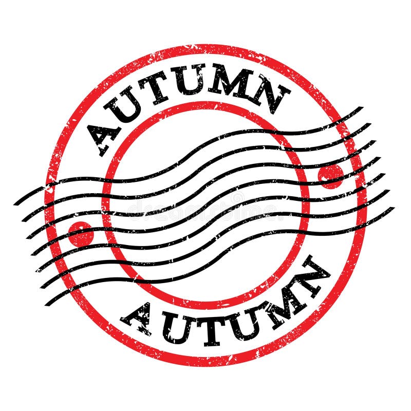 AUTUMN Text Written on Red Rectangle Stamp Stock Illustration ...