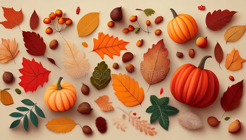 Autumn Thanksgiving Elements Set - Simple Flat Style Autumn Symbols ... Autumn Thanksgiving Elements Set - Simple Flat Style Autumn Symbols ...