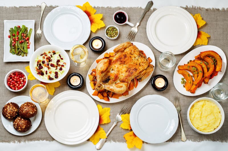 Autumn Thanksgiving Main Dish Table Setting Stock Photo - Image of ...
