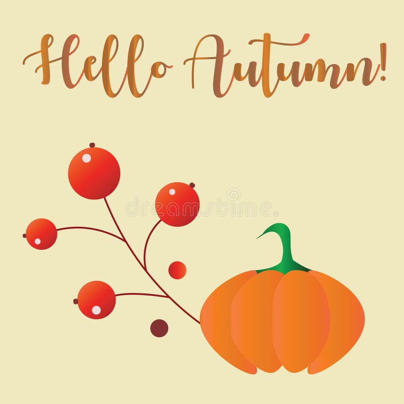 Hello Autumn Theme with Pumpkin - Halloween Illustration Stock Vector ...