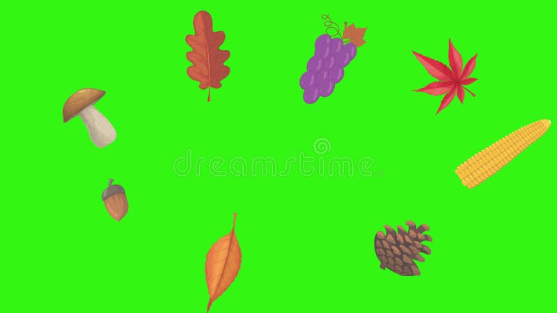 Autumn Theme Design Elements Animation, Graphic Source on Green Screen ...