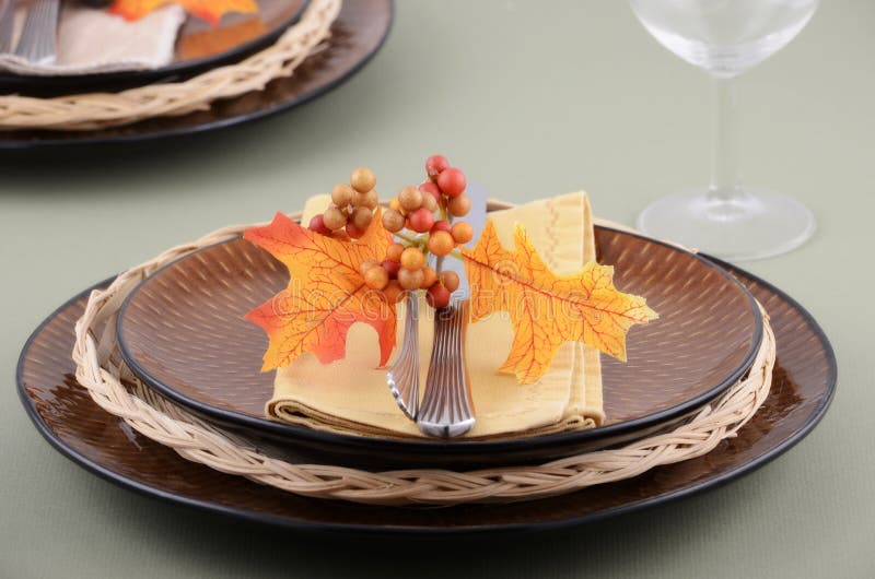 Autumn theme place setting stock image. Image of colorful - 27278453
