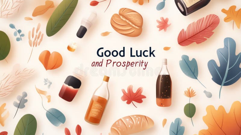 Autumn-themed Background Featuring Bread, Beverages, and Foliage ...