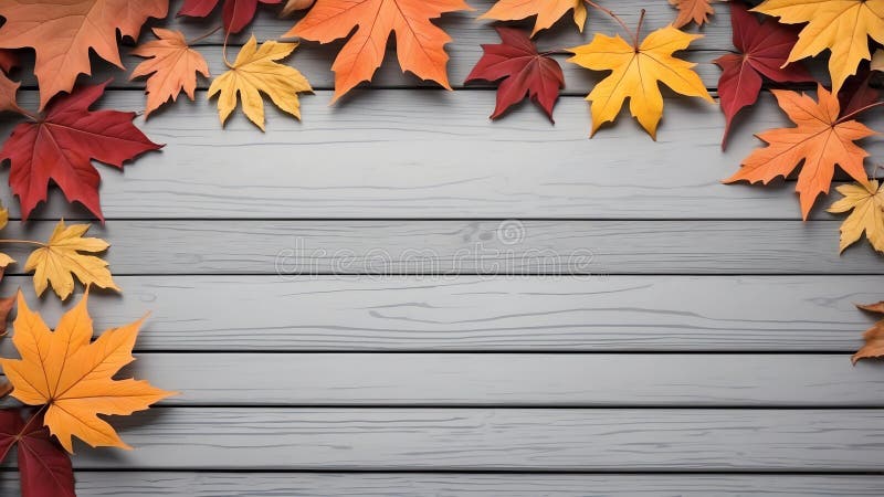 Autumn Themed Border Frame on Rustic Pastel Gray Ai Generated Stock ...