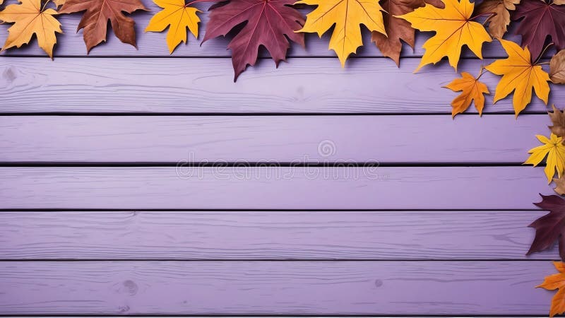 Autumn Themed Border Frame on Rustic Pastel Purp Ai Generated Stock ...