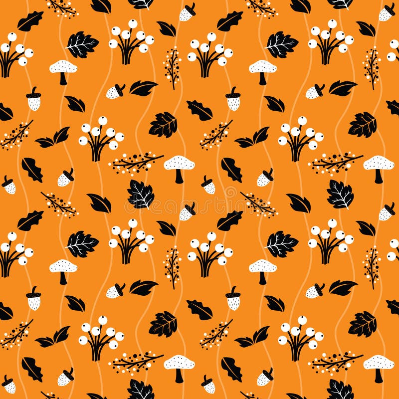 Autumn Themed Foliage Orange Pattern Stock Vector - Illustration of ...