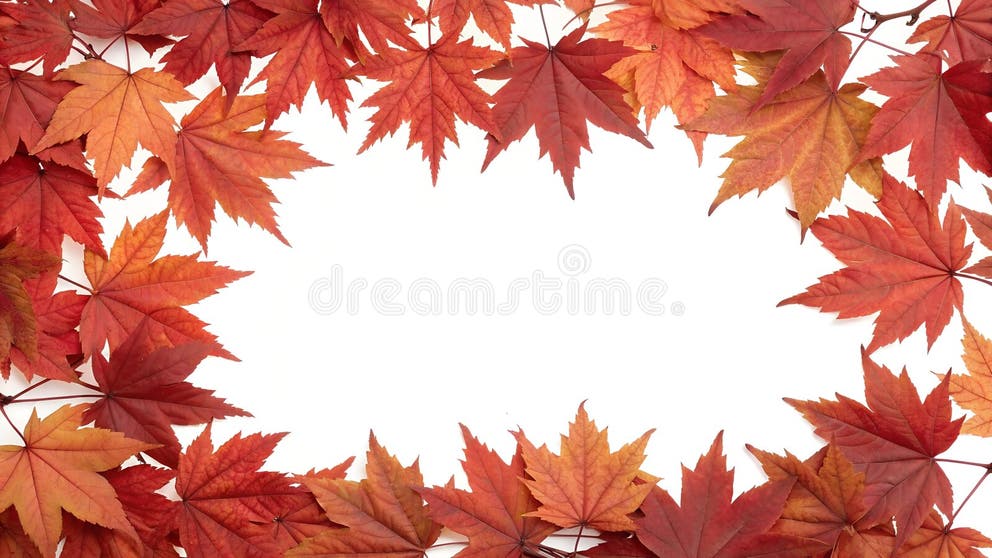 Autumn Themed Frame Formed from Red Maple Leaves Stock Illustration ...