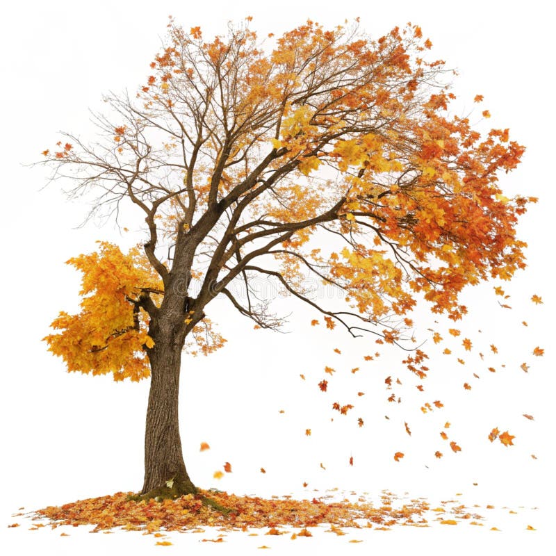 Tree Fall Autumn Illustration Isolated on White Background Stock ...