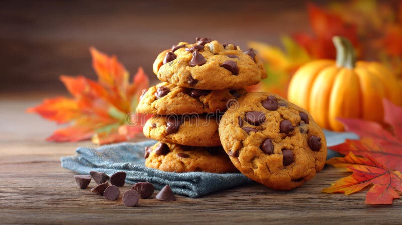 Pumpkin Chocolate Chip Cookies Autumn Stock Illustrations – 105 Pumpkin ...