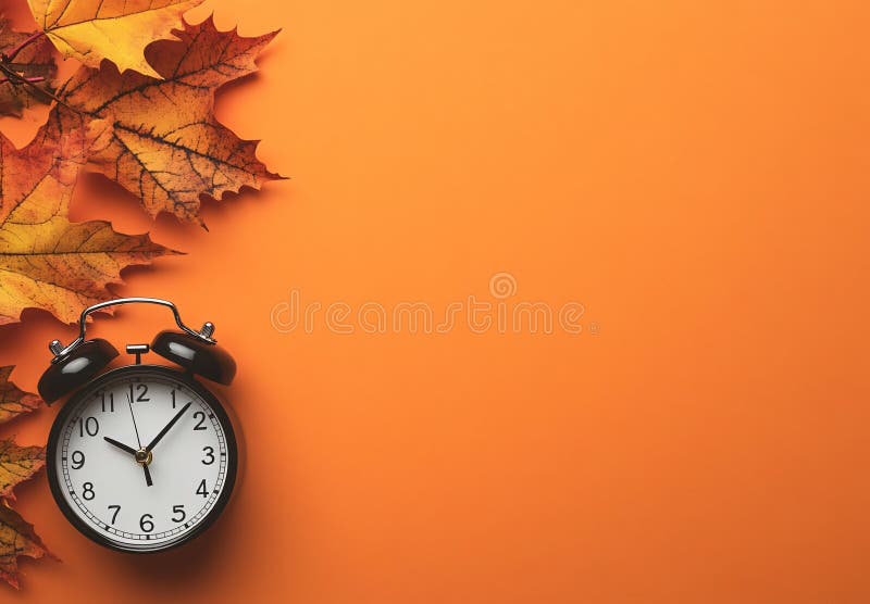 Autumn Time Change Alarm Clock with Fall Leaves on High Quality Image ...