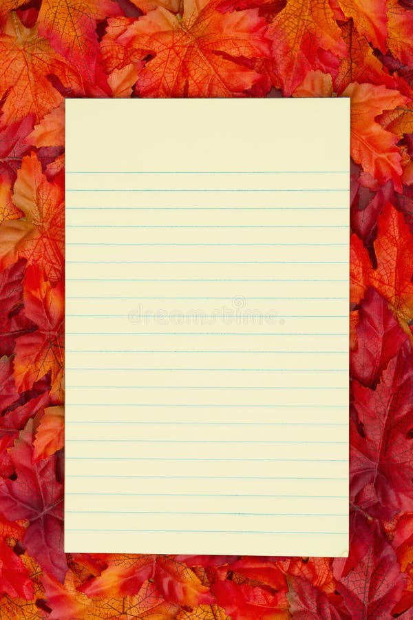 Autumn Time with a Yellow Notepad and Fall Leaves Stock Photo - Image ...