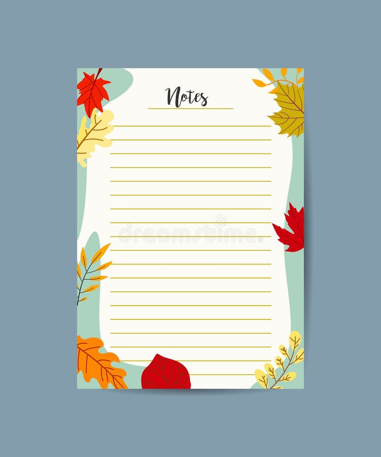 Autumn To-do List Notes Template with Maple Leaves and Autumn Berries ...