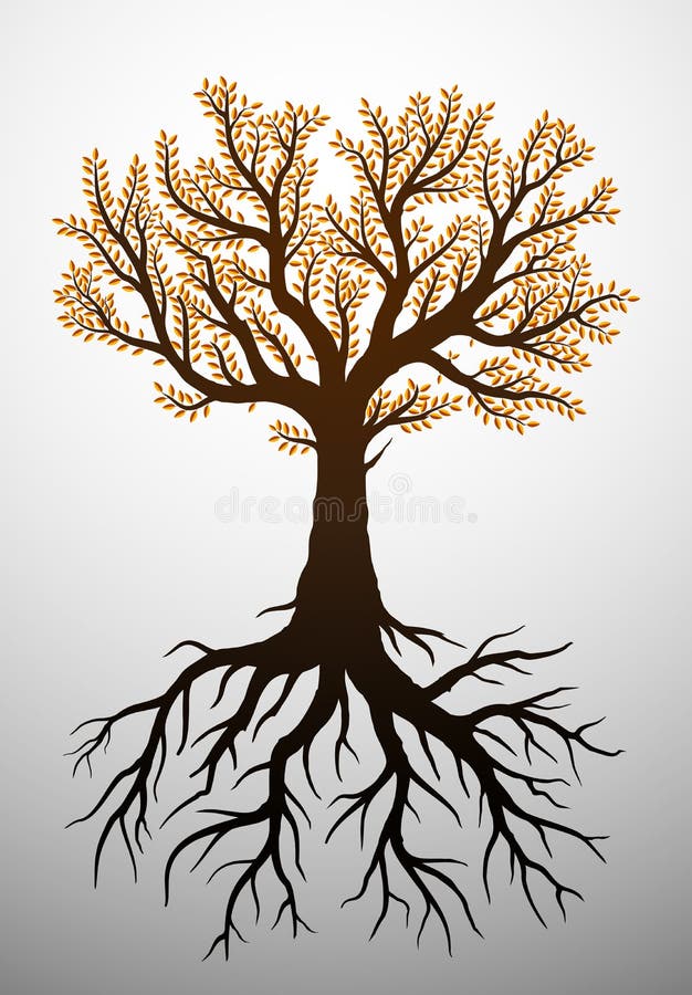 Tree and Its Roots in Yin Yang Symbol Stock Vector - Illustration of ...