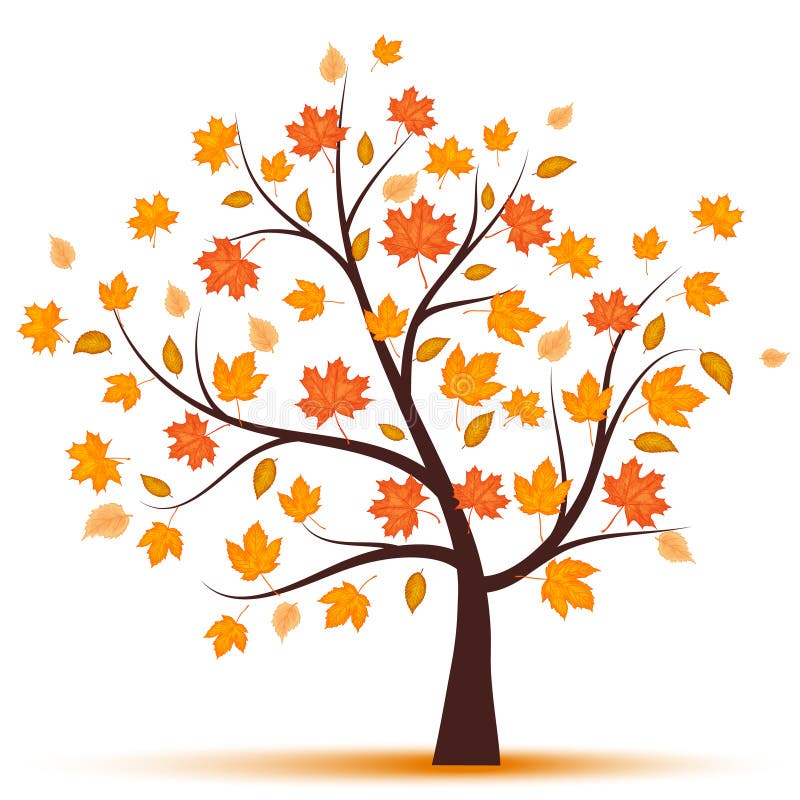 Autumn tree with leaves stock vector. Illustration of season - 124938490