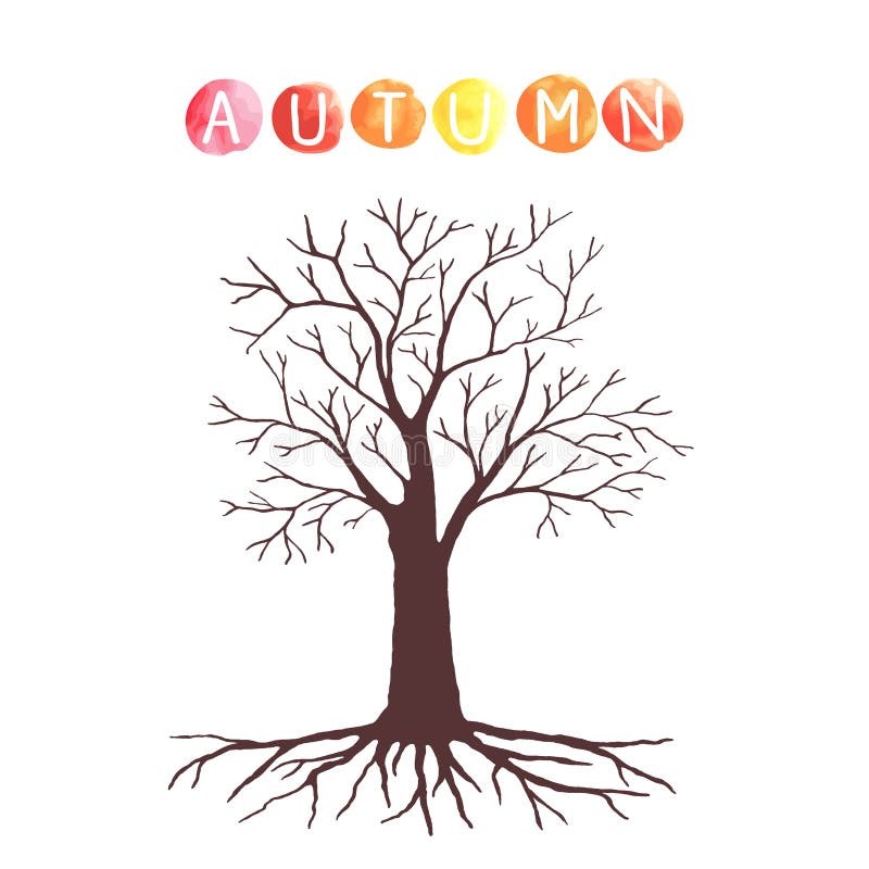 Autumn Tree with without Leaves. Stock Vector - Illustration of card ...