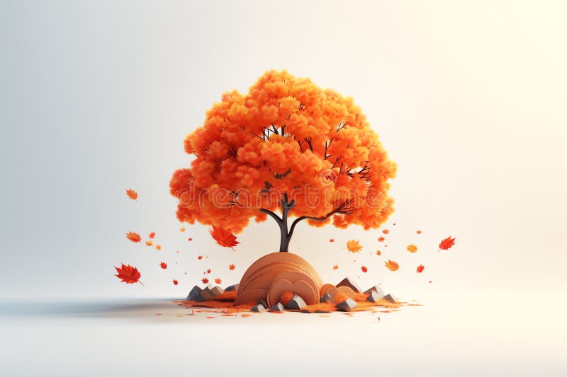 Autumn Tree, Minimalistic Background, Fall Season. Tree in Autumn ...