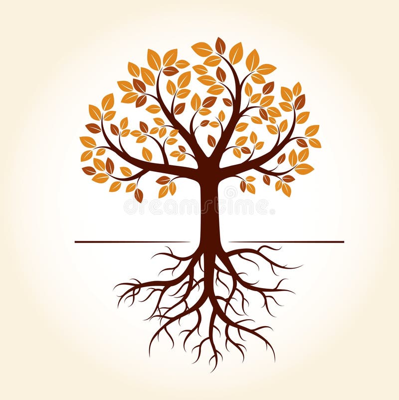 Tree And Roots. Vector Illustration. Stock Illustration - Illustration ...