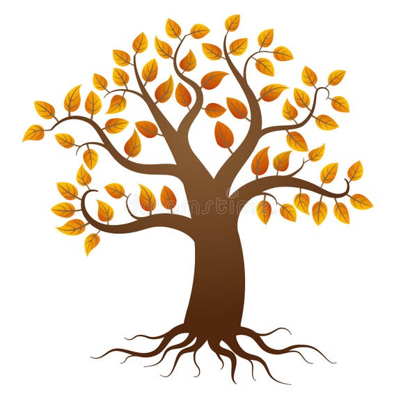 Autumn tree with roots stock vector. Illustration of abstract - 58879341
