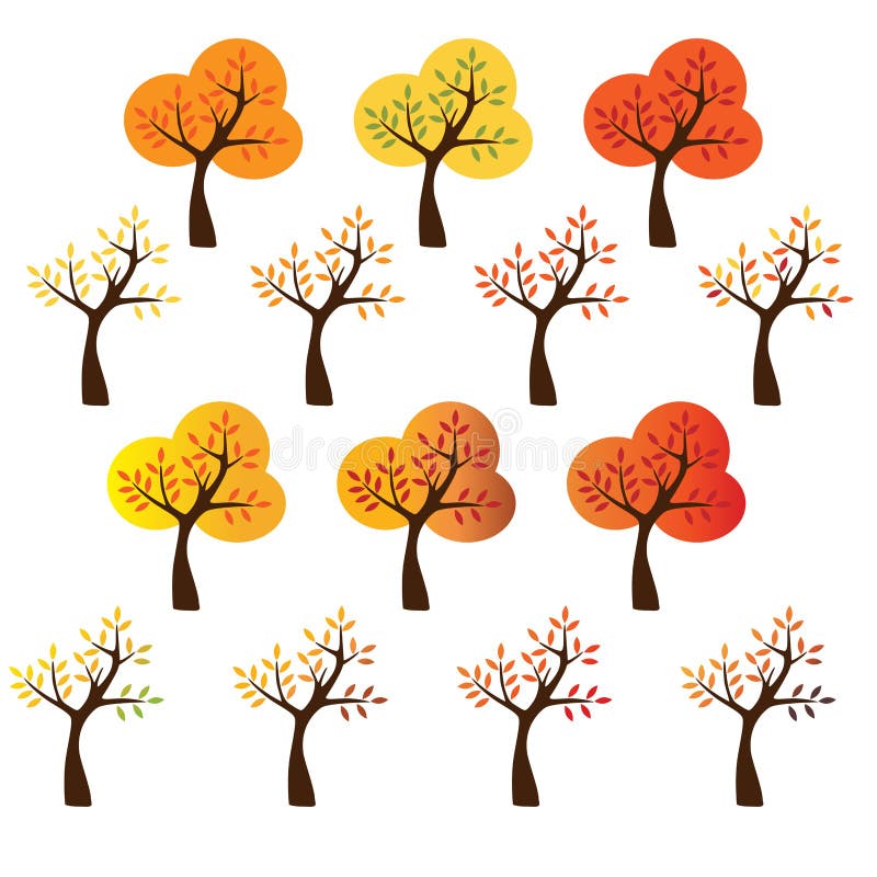 Autumn Tree Vector Clipart Set Stock Vector - Illustration of woodland ...
