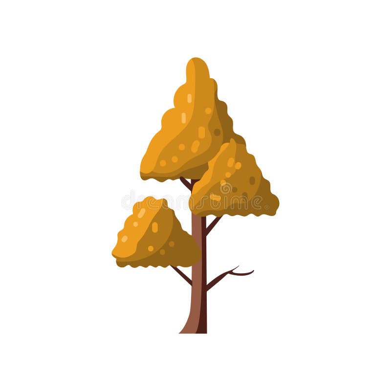 Autumn Tree Vector Graphic, Simple Tree Illustration with Yellow Leaves ...
