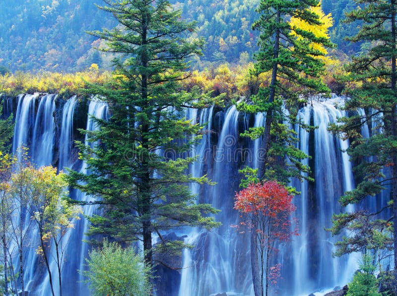 Waterfall in Autumn Forest stock image. Image of flowing - 18310071