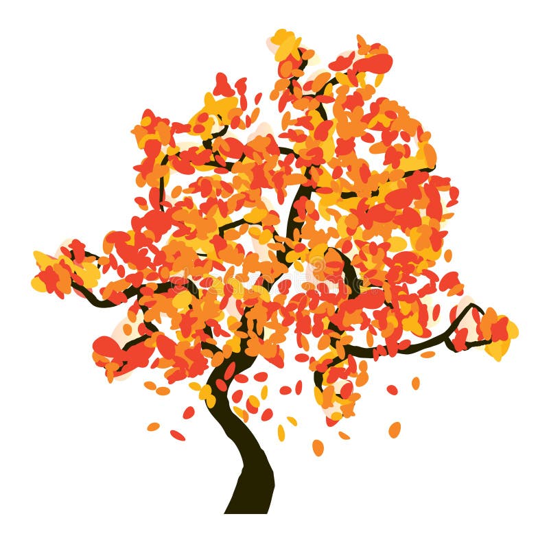 Autumn Tree on White Background, Stock Illustration - Illustration of ...