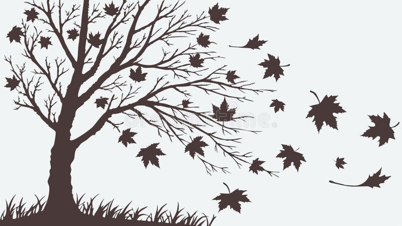 Autumn Tree Windy Leaves Vector Fall Season Illustration, Vector Design ...