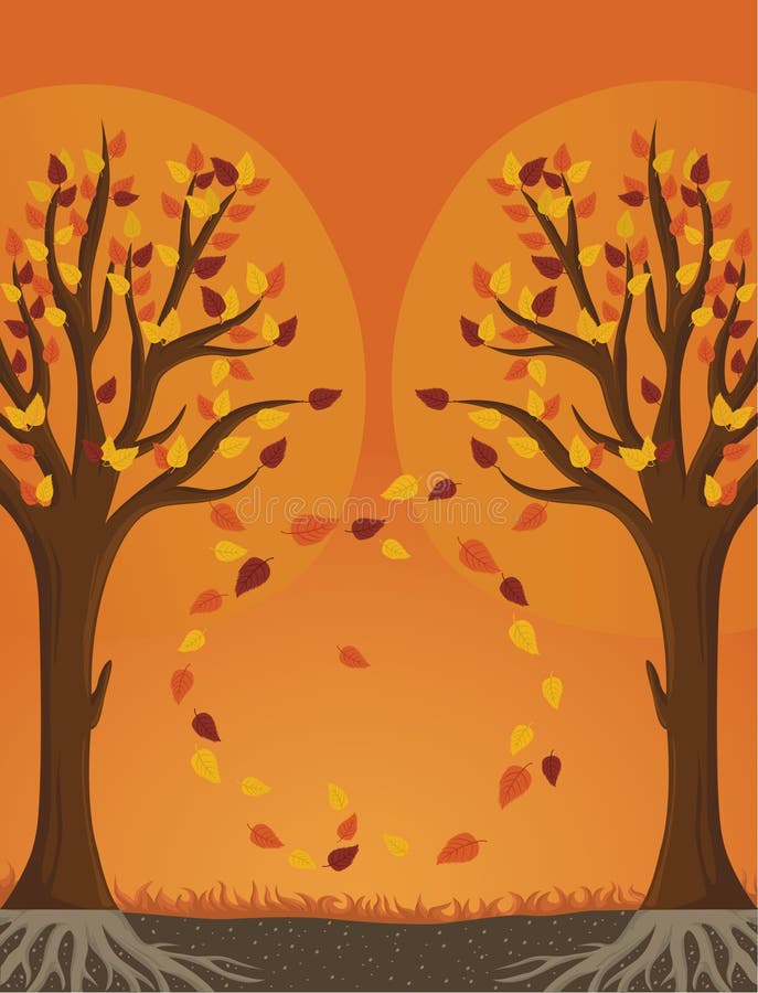 Autumn Trees in Park. Vector Cartoon Landscape. Stock Illustration ...