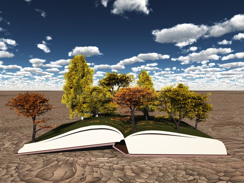Autumn trees on book stock illustration. Illustration of knowledge ...
