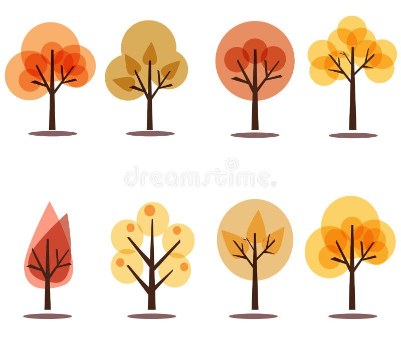 Autumn Trees Icons on White Stock Vector - Illustration of vector ...