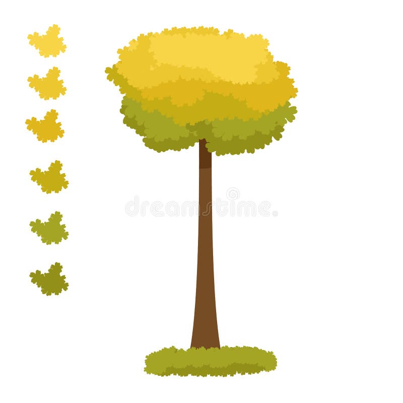 Autumn Trees, Isolated on White Background. Simple Collection of Autumn ...