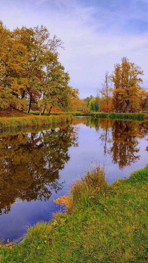 Autumn Trees Lakes in Prague Stromovka Park Stock Image - Image of park ...