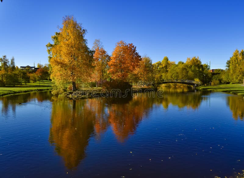 Autumn Trees Reflected in the Water Stock Photo - Image of pond, trees ...